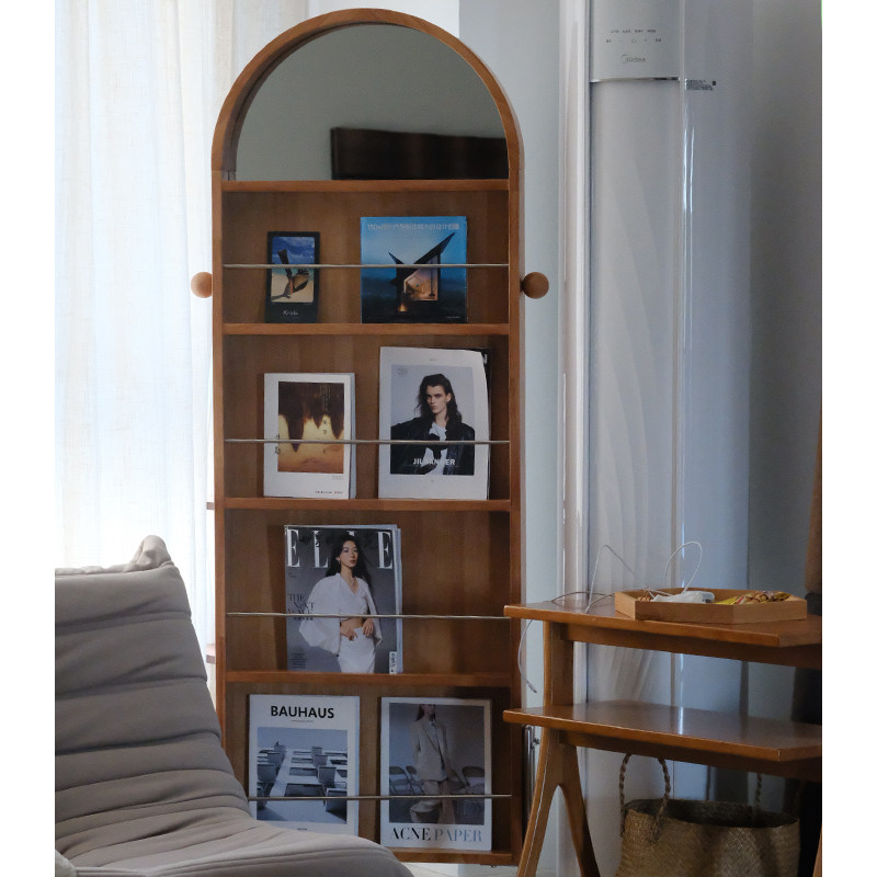 Vintage magazine rack full-length mirror - movable & rotating fitting ...