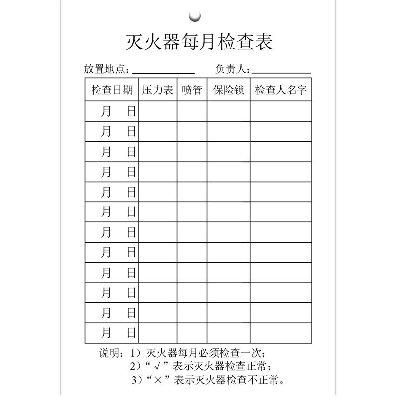 [USD 5.99] Monthly inspection form for fire extinguishers Carbon ...