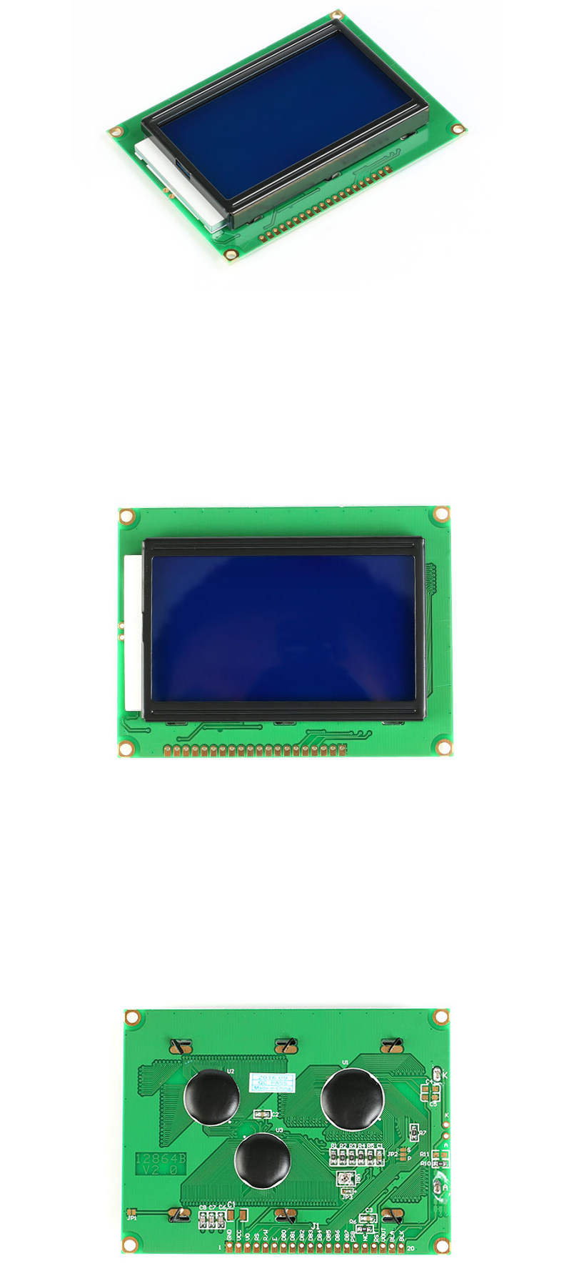 LCD12864显示屏蓝屏带中文字库带背光 J12864 ST7920 3.3V 蓝屏-阿里巴巴