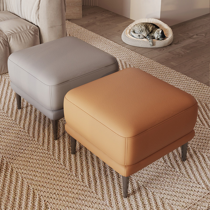 [USD 237.29] Real leather sofa stool foot stool single modern simple ...