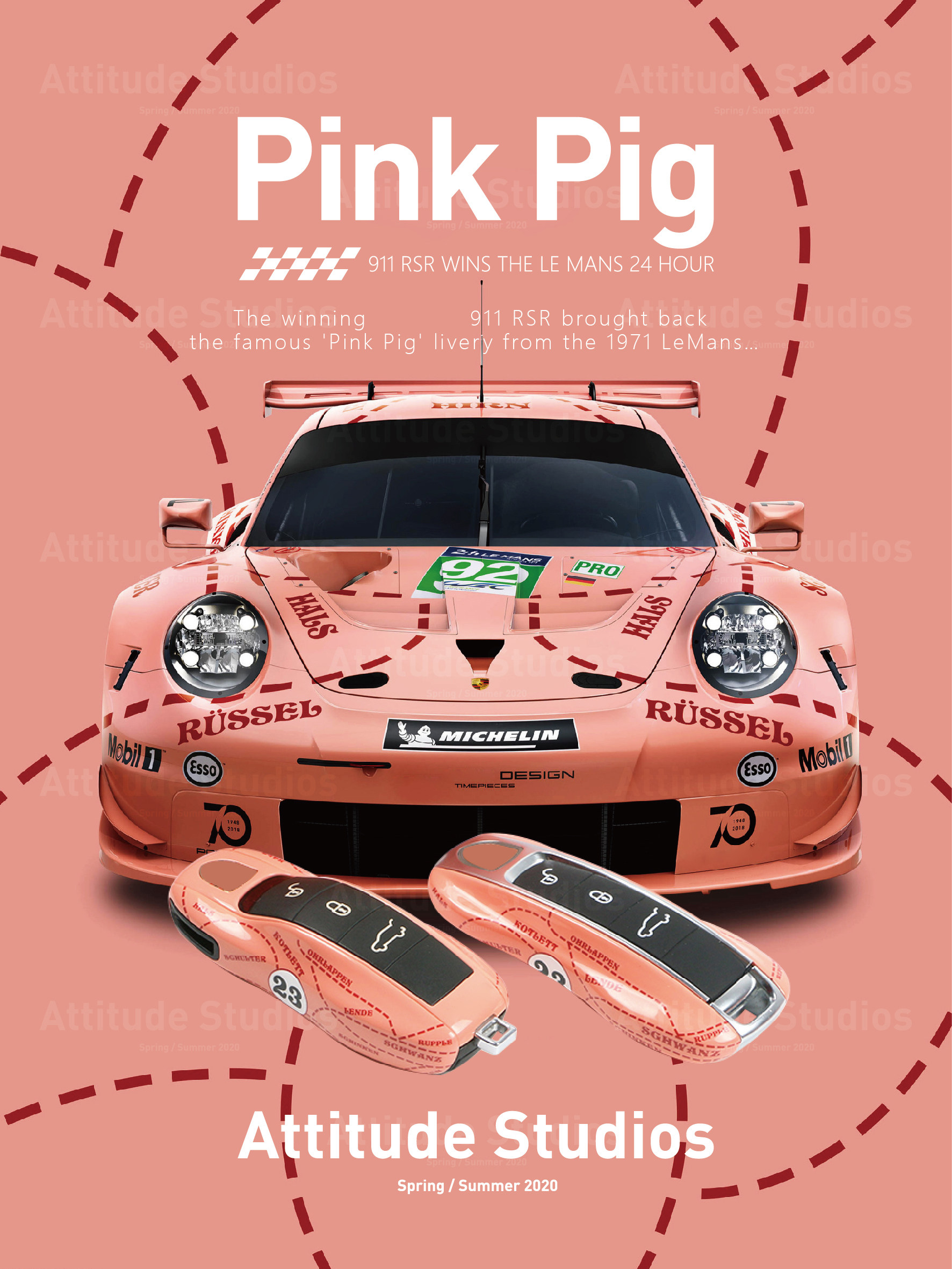 Porsche Porsche car pink pig track key shell cayenne macan911 panamera ...