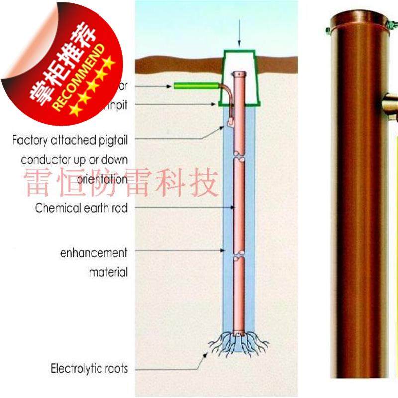 Pure copper off-ground rod electrolytic ion grounding pole ground pole ...