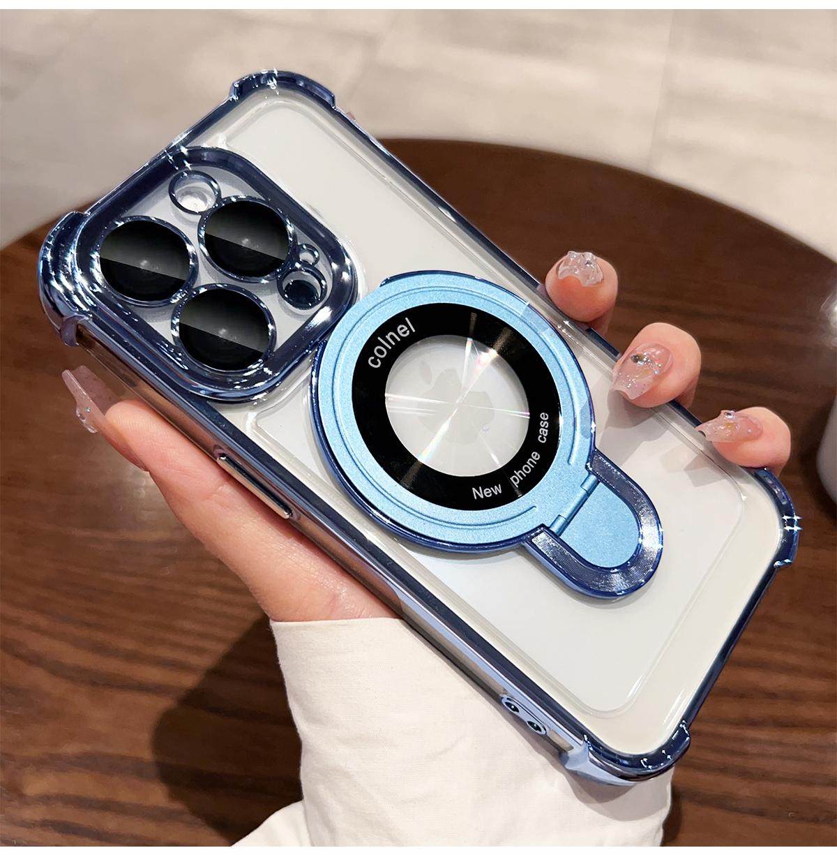 适用iPhone16pro手机壳气囊防摔U盾磁吸支架苹果15硬壳透明保护套-阿里巴巴