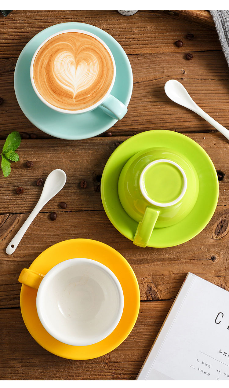 彩色300ml卡布奇诺咖啡杯套装杯碟标准比赛拉花拿铁杯加logo-阿里巴巴