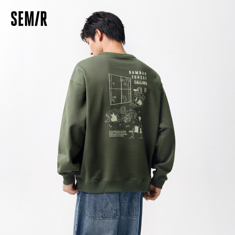 森马卫衣2024男春季经典宽松圆领上衣时尚潮流印花101124116119-Taobao