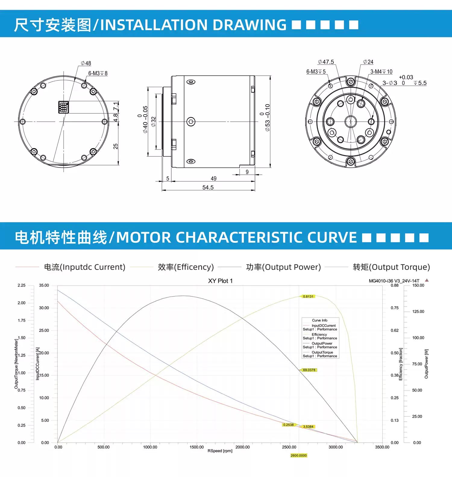 MG4010E-i36 V3微型伺服电机 机械臂用双编码器电机 瓴控科技直流伺服电机