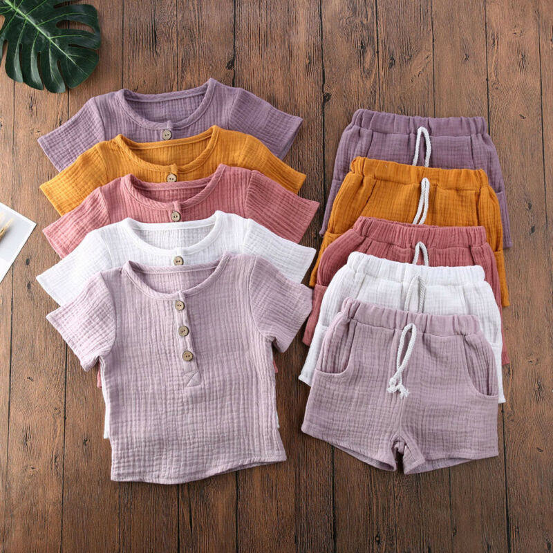 Toddler Kids Baby Boys Summer Casual Clothes Sets Solid Shor