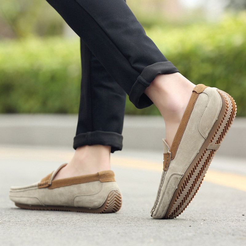 Han brand new frosted leather man bean shoes trend of lazy shoes and ...