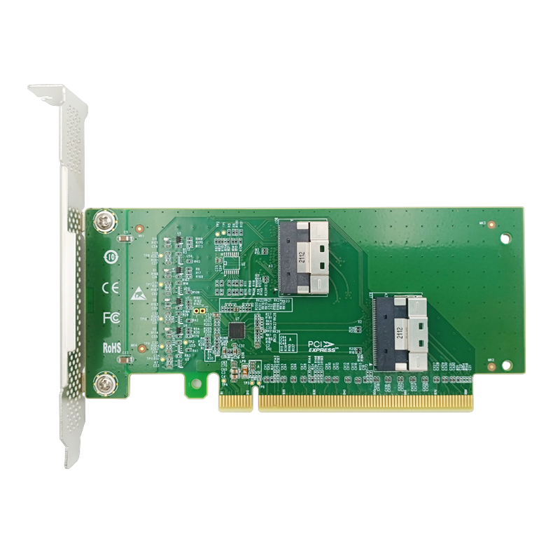 Linkreal PCIe4.0 x16转4口NVMe扩展卡 Slimsas(SFF8654)转接卡