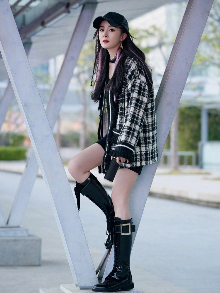 Mini Yang Star with Houndstooth Knitted Cardigan Women's Coat 2022 ...