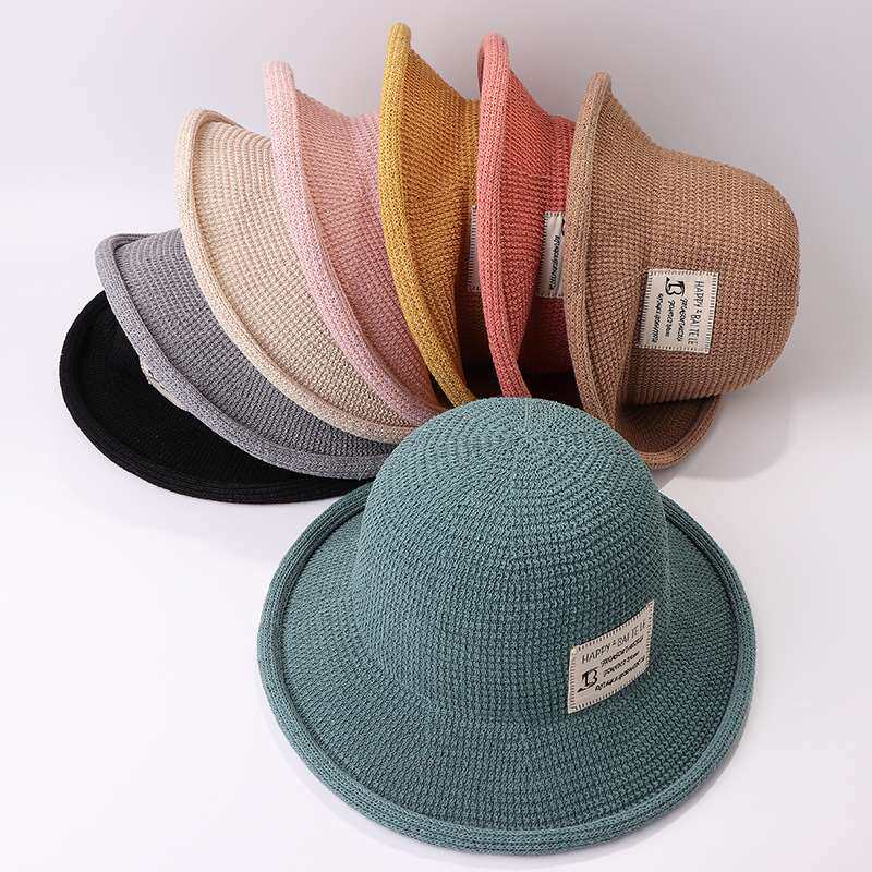 Hats ladies spring and summer knitted hats solid color fishe-Taobao