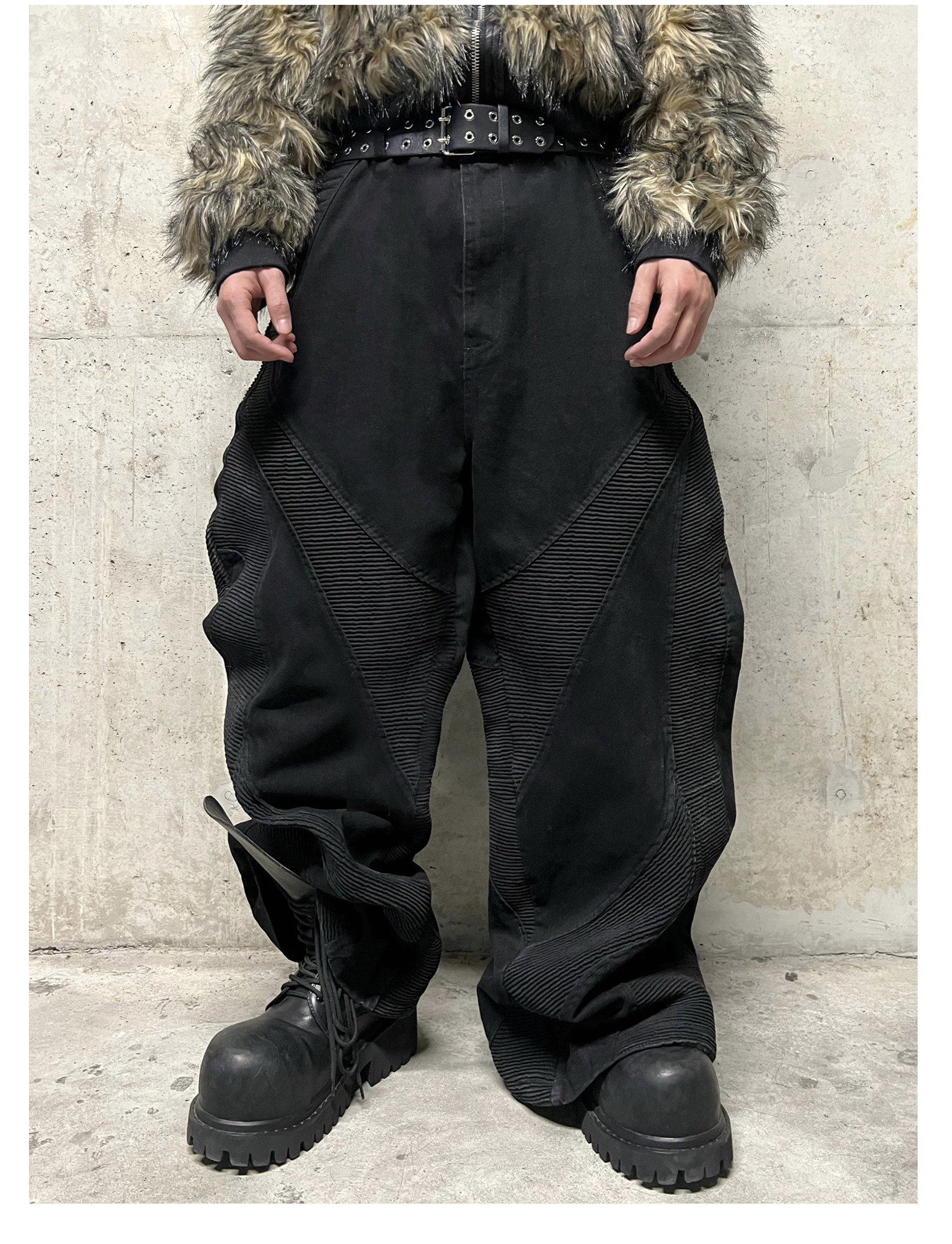 Rebel Wave 25Ss Alien Special-Shaped Skeleton Corrugated Jeans Wide-Leg ...
