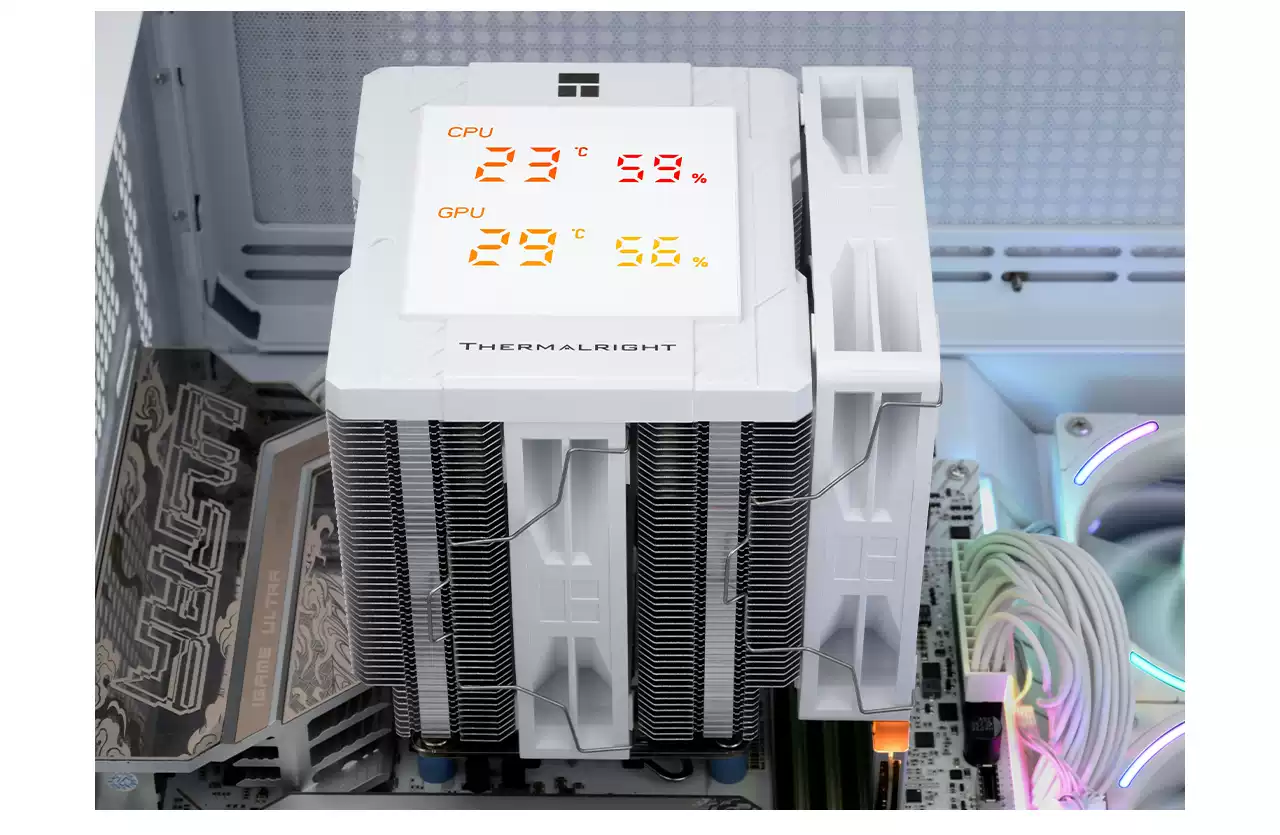 利民PA120 Digital WHITE 数显屏CPU风冷散热器四路ARGB数显监控-Taobao