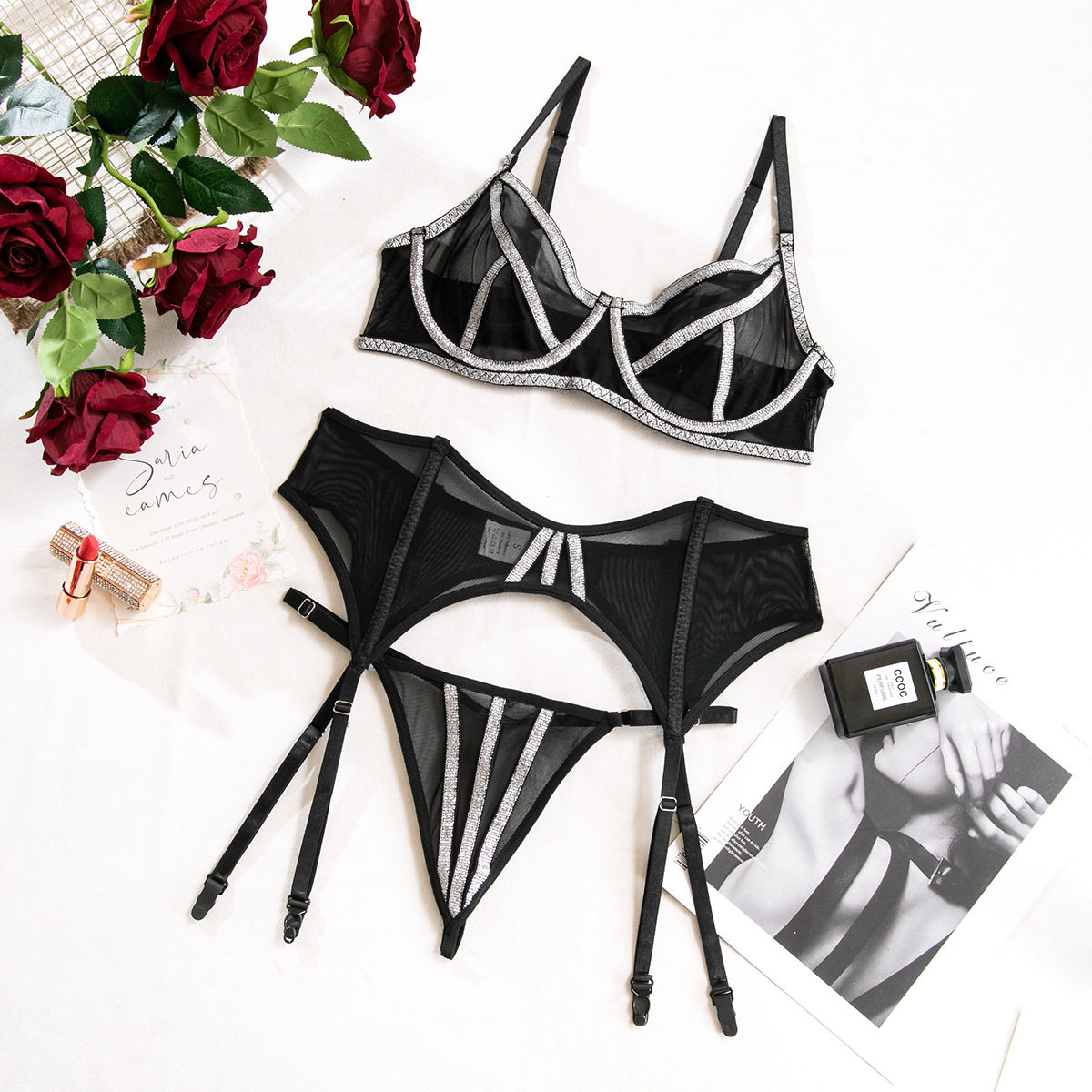 Купить Women's sexy perspective three-piece underwear set в интернет ...