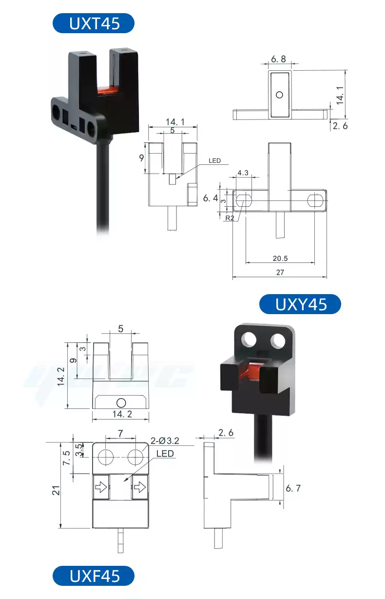 UX45系列槽型光电开关 紧凑型自动化设备感应器 24V限位感测器UXY45 UXK45