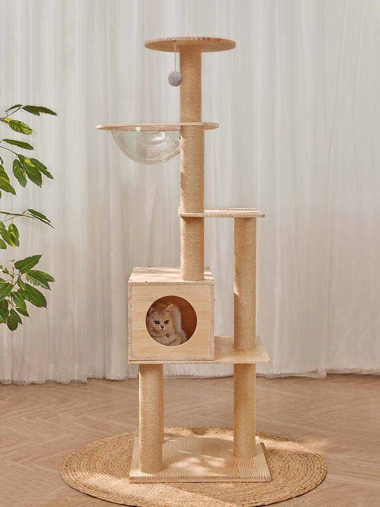 [USD 153.61] Osti Solid Wood Cat Climbing Rack Cat Nest Cat Tree Integrated Wooden Cat Rack Cat ...