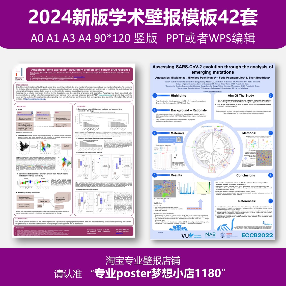 42套竖版学术poster海报壁报墙报PPT模板A0A1A3A4/90*120