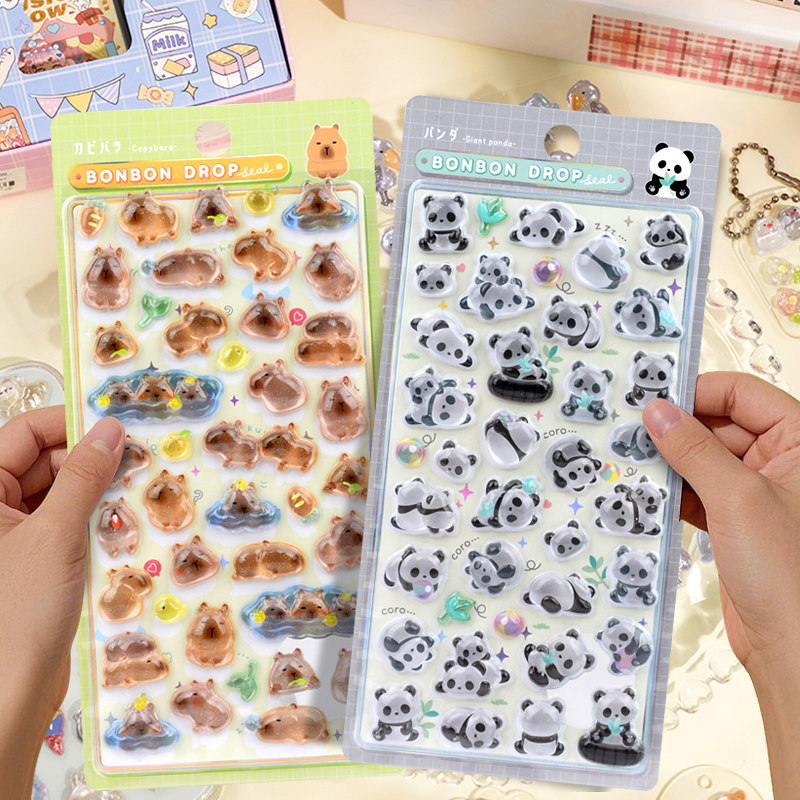 🎨 Cute overload! panda capybara 3d embossed phone decal 🌟