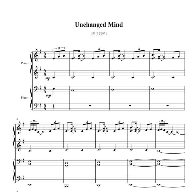 Unchanged Mind钢琴谱全集来了！五线谱简谱一次性搞定，闭眼入系列！🔥--淘宝好物网