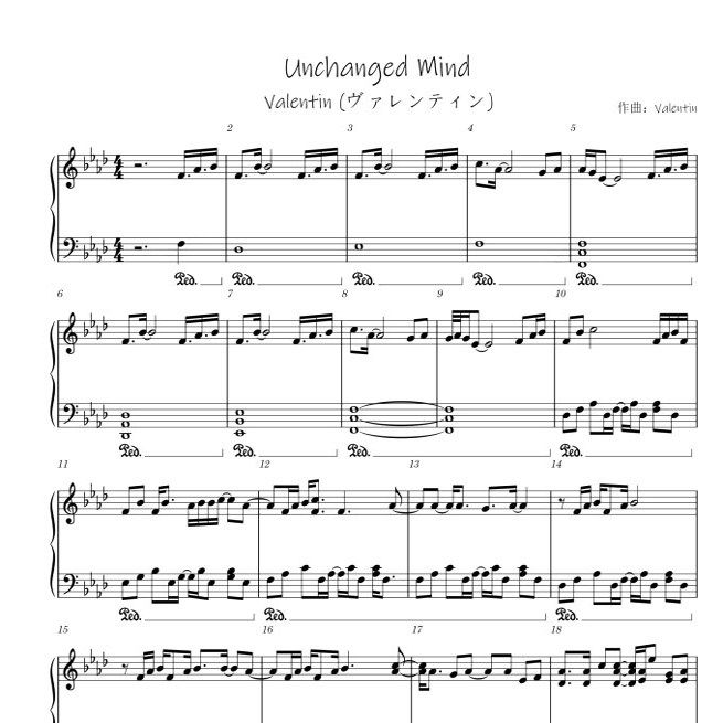 Unchanged Mind钢琴谱全集来了！五线谱简谱一次性搞定，闭眼入系列！🔥--淘宝好物网