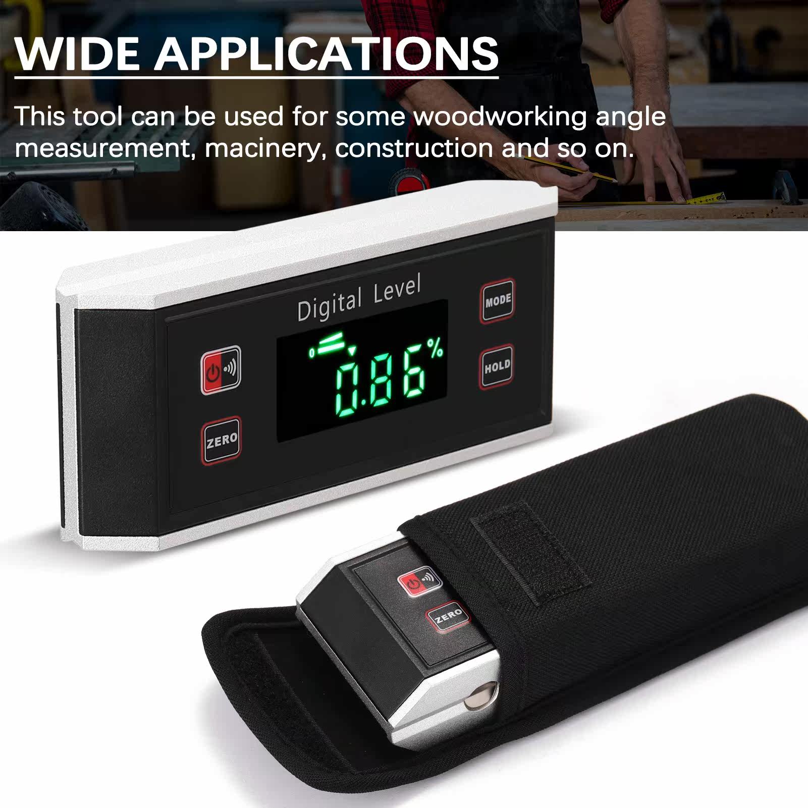 4*90° IP54 Level Angle Finder Digital Protractor Inclinome