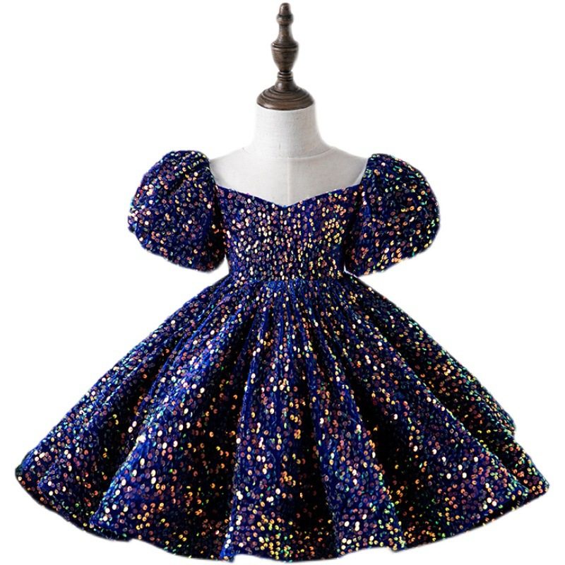 Sequin bubble sleeve girls' dress princess dress baby girl's first ...