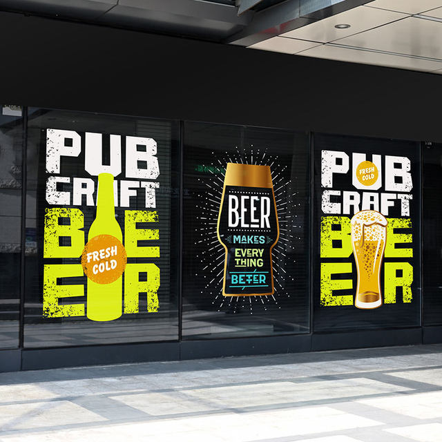 Supper Sticker Hotel Bar Creative glass door music restaurant beer ...