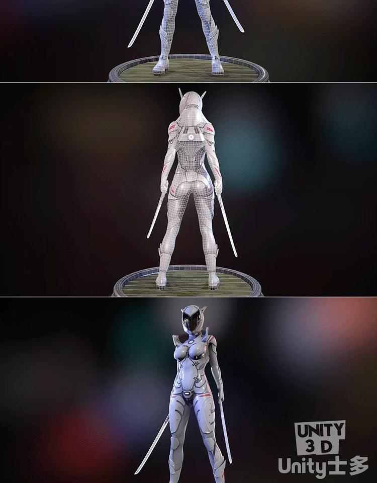 Unity3D科幻赛博朋克女战士刺客机器人物动画模型Ciber girl 1.0 - 人物角色 - 绘图狗-设计灵感素材集散地