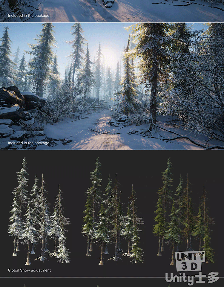 Unity3D冬天雪地森林场景Winter Environment - Nature Pack[2.1] - 场景模型 - 绘图狗-设计灵感素材集散地