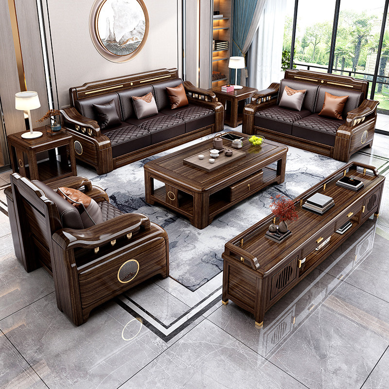 New chinoiserie living room furniture combination: ebony wood can be ...