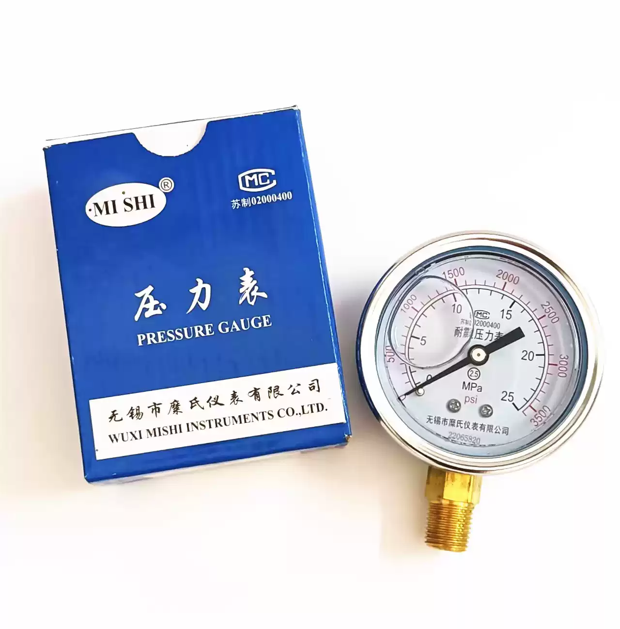 无锡糜氏耐震压力表 YN60径向油压表 立式液压表 气压表M14*1.5牙