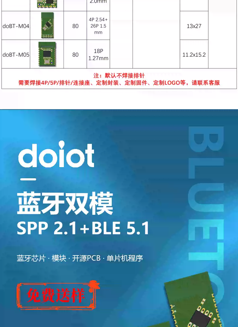 度云物联双模蓝牙模组 SPP BLE无线串口数据透传芯片 IoT物联网应用