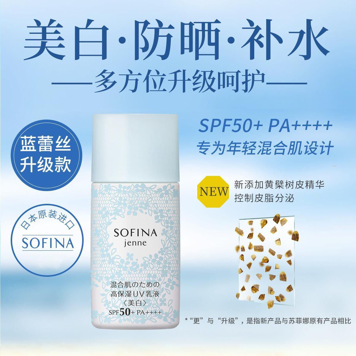 日本苏菲娜Sofina防晒隔离霜：蓝白蕾丝控油美颜，让你全天候美丽在线！-隔离-淘宝好物网