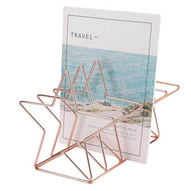 azine Holder File Sorter Metal 5 Slot Desk Organizer Rack