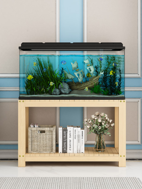 Small and medium-sized solid wood fish tank rack bottom cabinet base ...