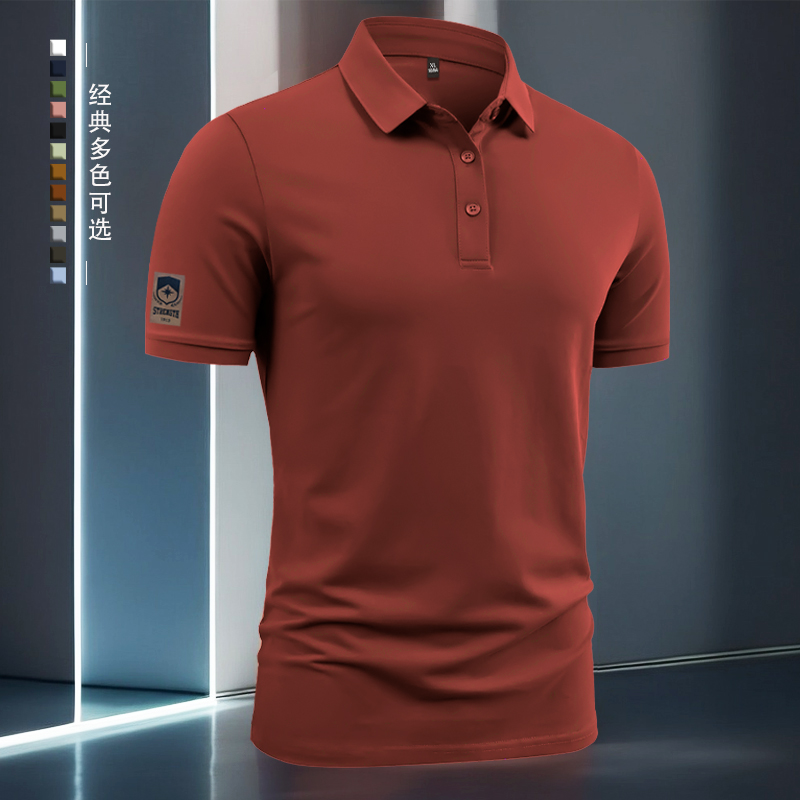 夏季短袖T恤POLO衫男裝2025新款純色透氣上衣翻領商務涼感百搭-Taobao