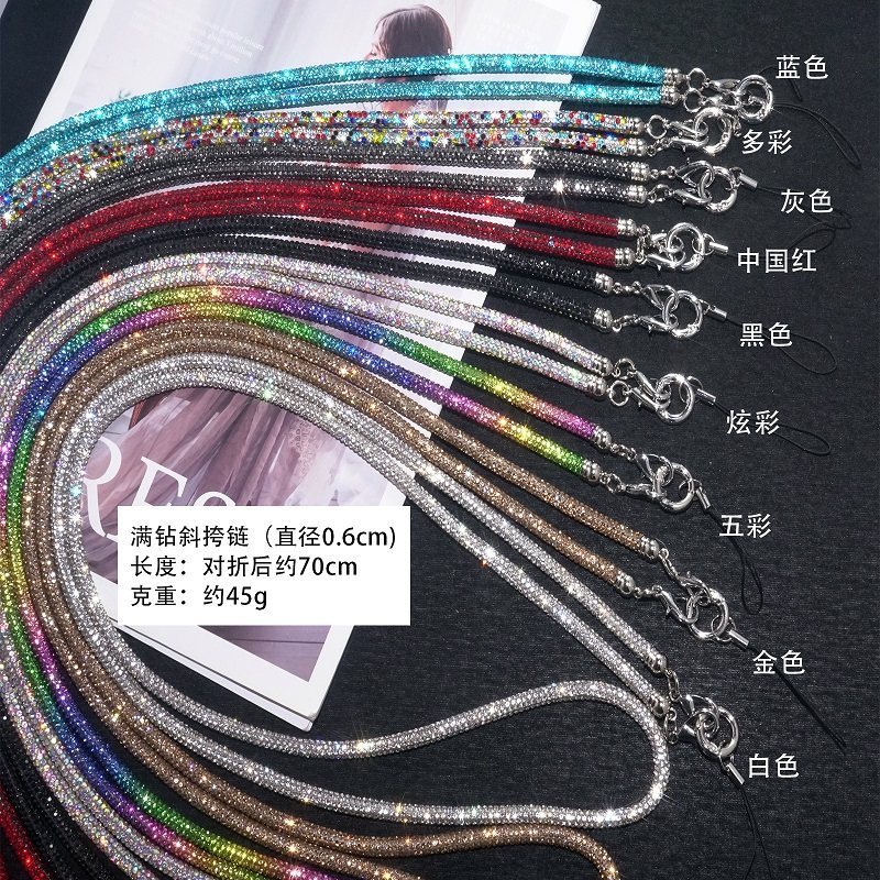 Ins style diamond-encrusted luxury women's lanyard mobile phone cross ...