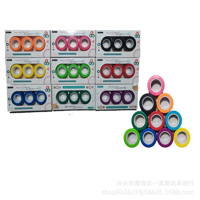 3pcs Finger Magnetic Rings Colorful Fidget Toy Set Adult：解压神器，让你的手指也来场 ...