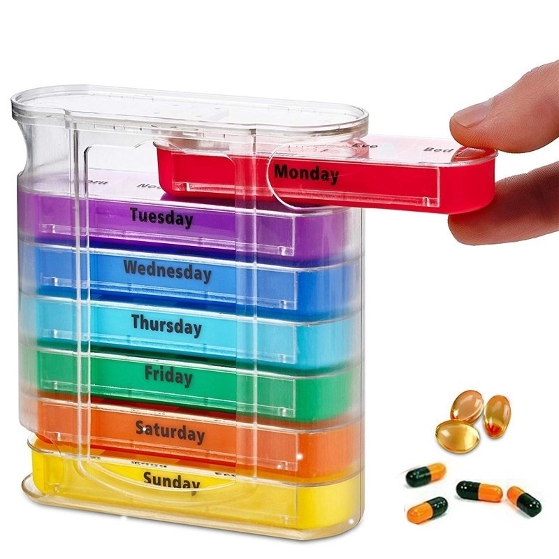 Portable Weekly 7 Days Pill Box Colorful Design Stackable 4：多彩便携药盒，健康管理 ...
