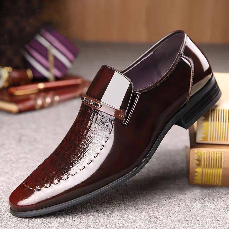Men Classic Leather Shoes Business Pointed Toe Platform Loaf