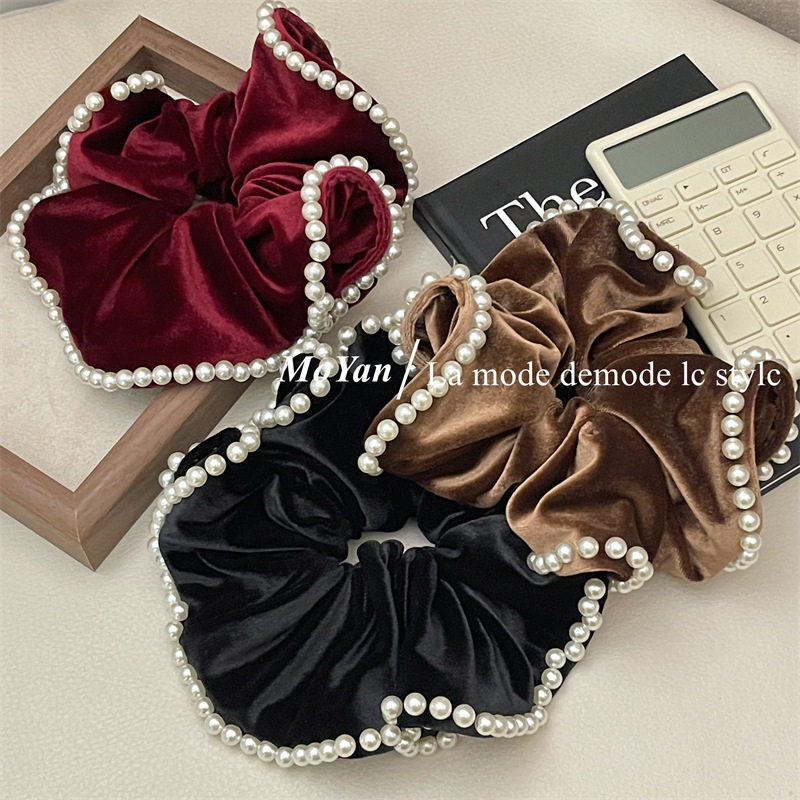 2025 frenchclassy velvet pearl large intestine hair tie｜retro small ...