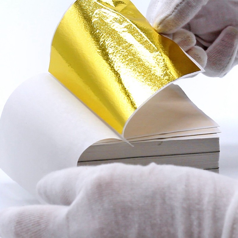 100pcs Art Craft Paper Sheets Practical Pure Shiny Gold Silv-Taobao