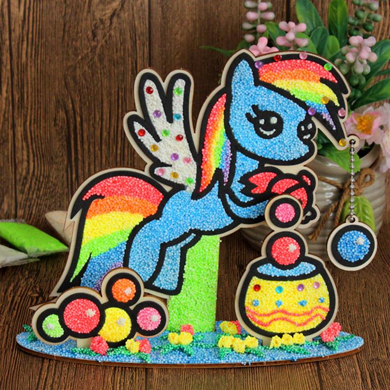 雪花泥画珍珠粘土3d立体木板画儿童diy手工制作益智玩具幼儿园-Taobao