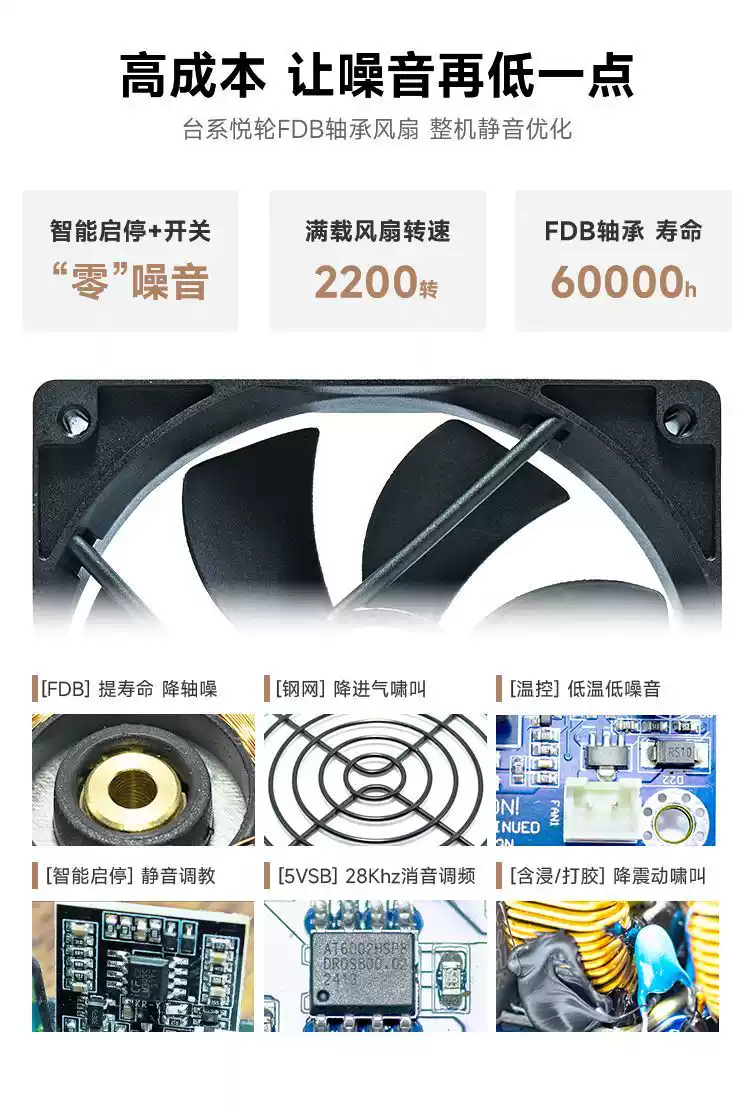 玄武850k静音全模组银牌电源稳定950W电脑电源尘雨科技额定850w