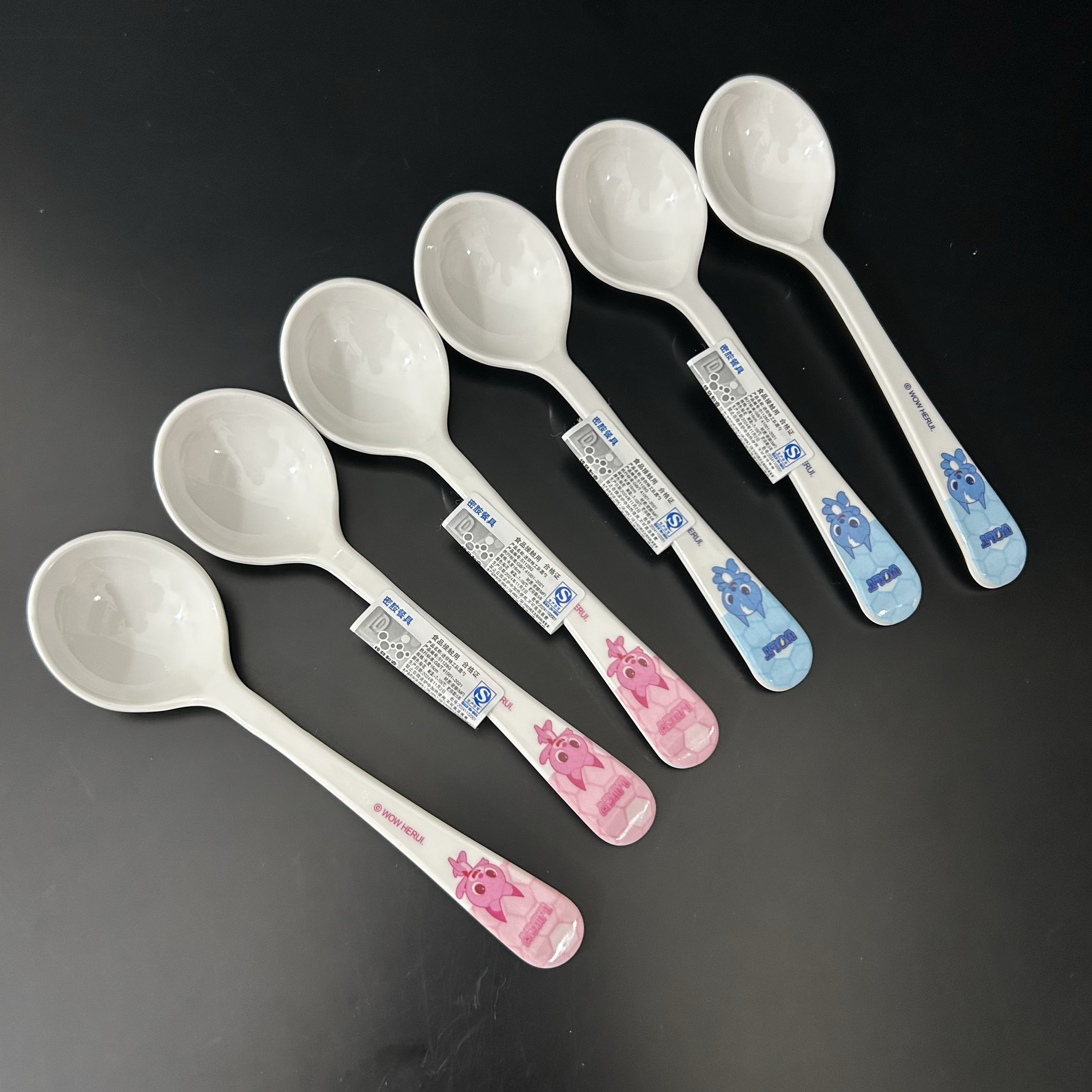 Baby eating gadget! cartoon melamine anti-fall & anti-scald kids spoon ...