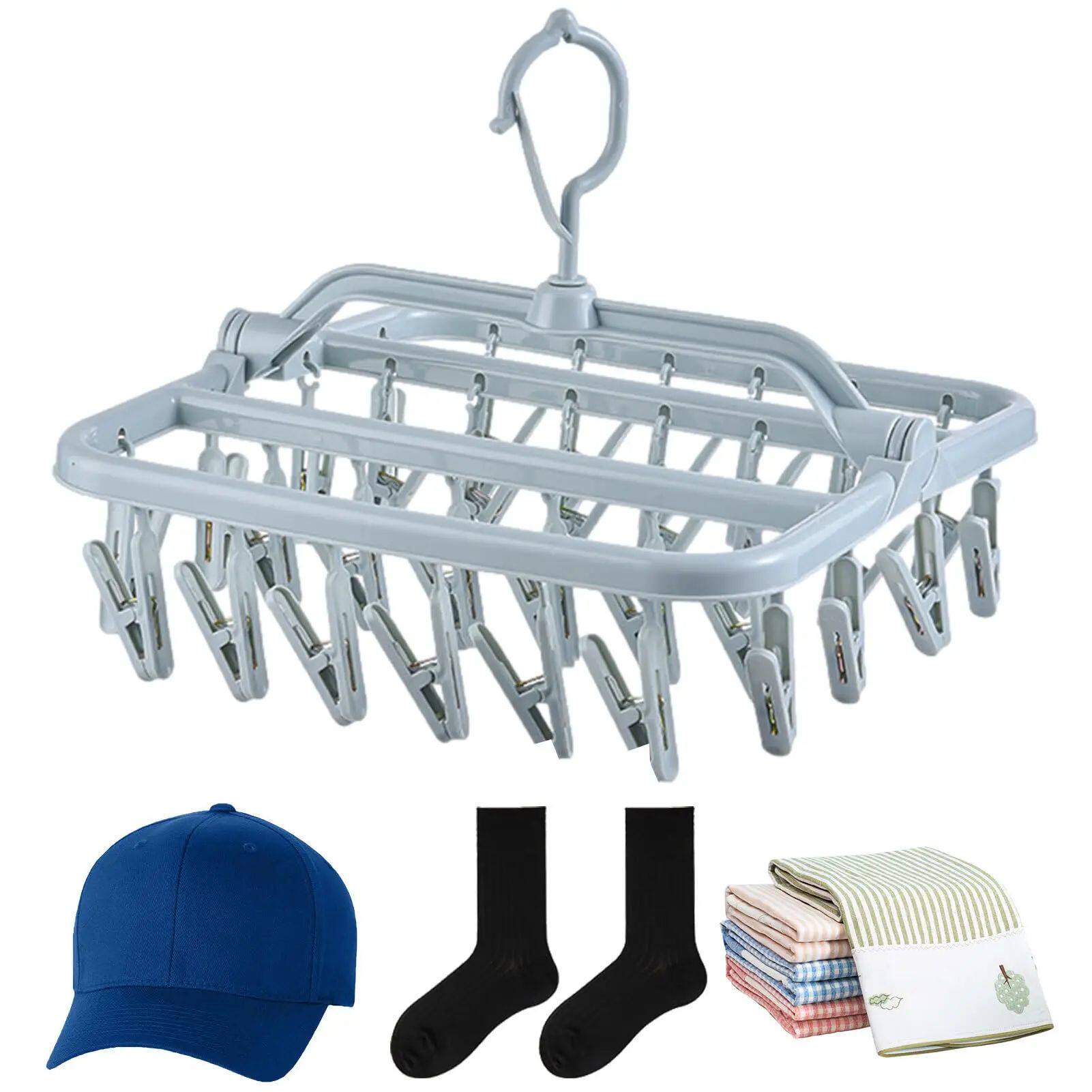 Foldable Drip Hanger with 32 Clip - Platic Hanging Drying Ra