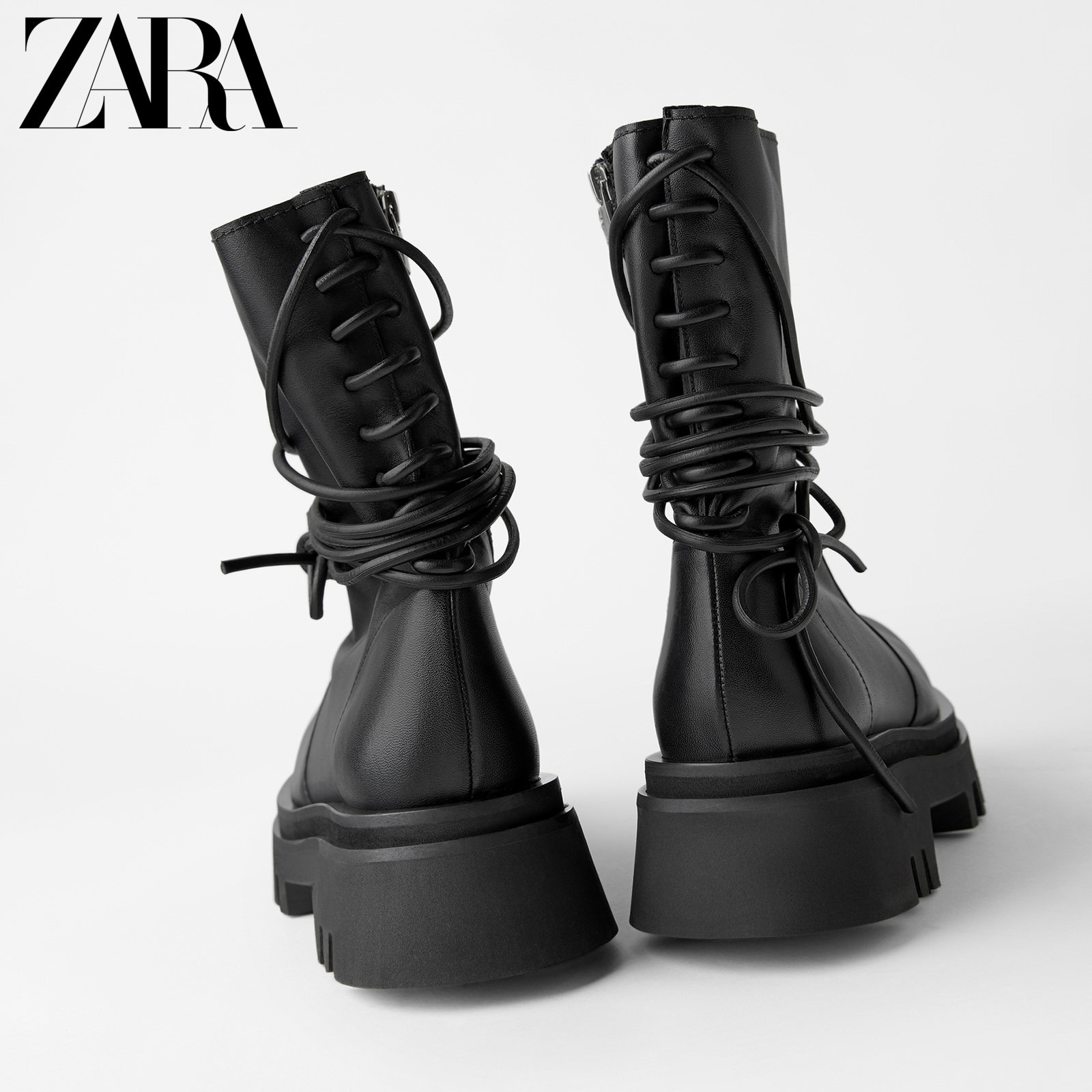 Купить Женские сапоги туфли Zara новые женские черный ремешок рифленая ...