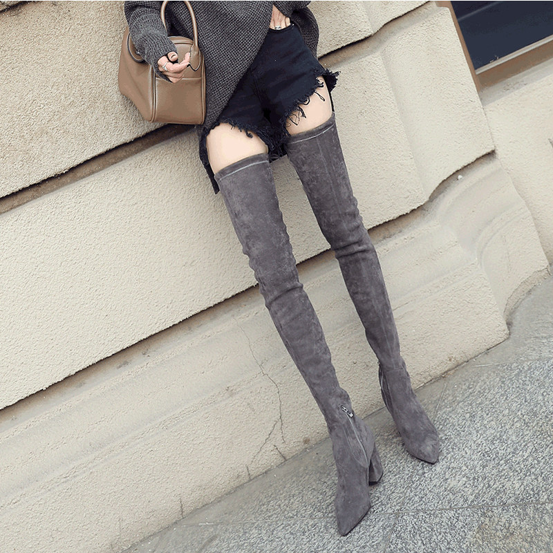 (70CM Super Long Thigh Boots) Pointed Toe Thick Heel High Heels High ...