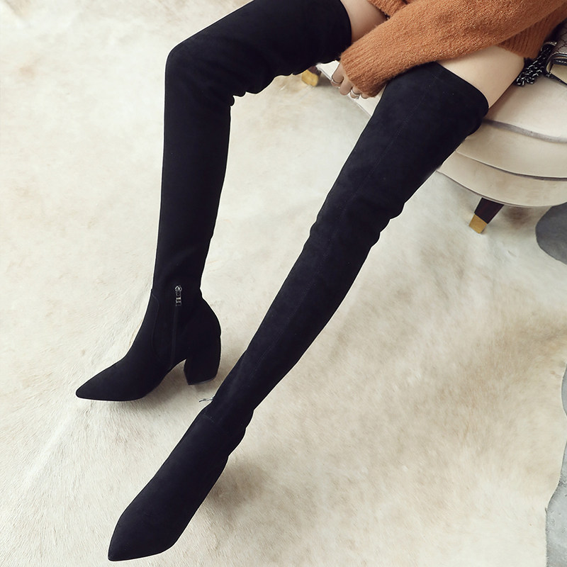 (70CM Super Long Thigh Boots) Pointed Toe Thick Heel High Heels High ...