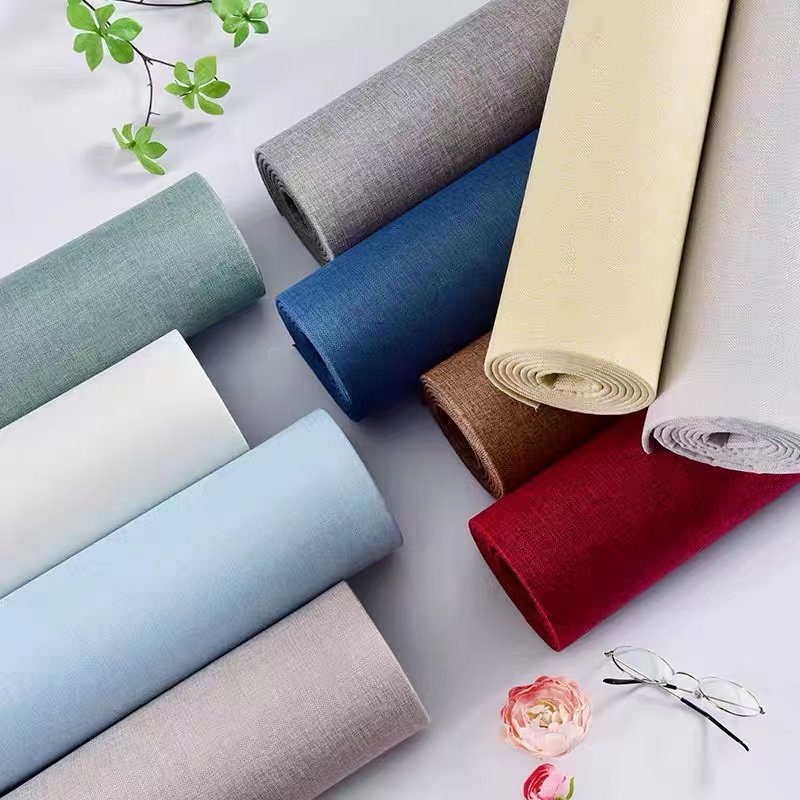 [USD 32.80] Linen thick wall cloth self-adhesive wallpaper holder soft ...